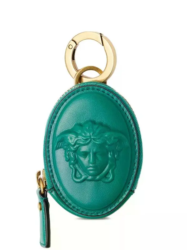 Versace Medusa Embossed Leather Coin Purse - Green
