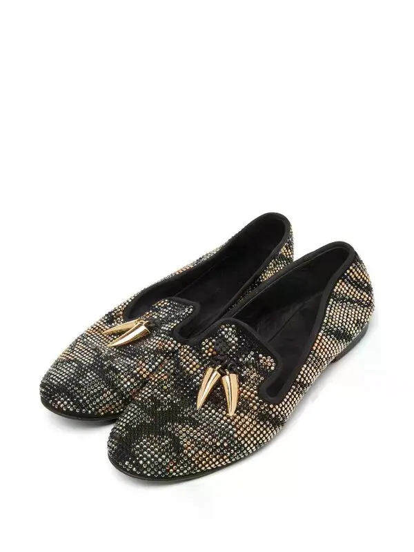 GIUSEPPE ZANOTTI Crystal-embellished Shark Tooth Loafers - Black