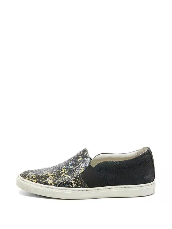 LANVIN Python-embossed Slip-on Sneakers - Black