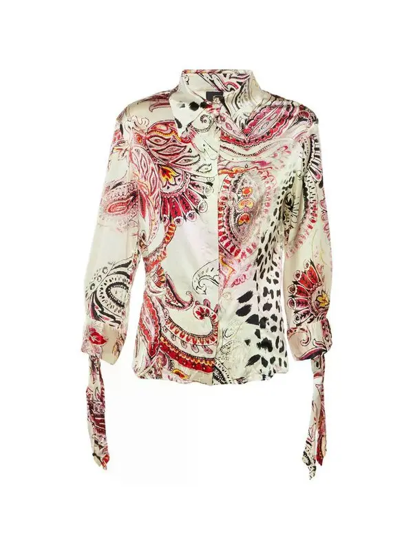 Just Cavalli Printed Silk-blend Long Sleeve Shirt - Neutrals