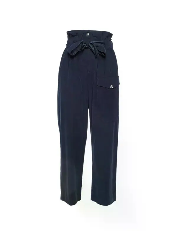 Giorgio Armani Midnight Corduroy Belted Trousers - Blue