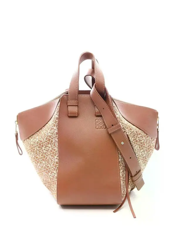 Loewe Small Raffia And Leather Hammock Bag