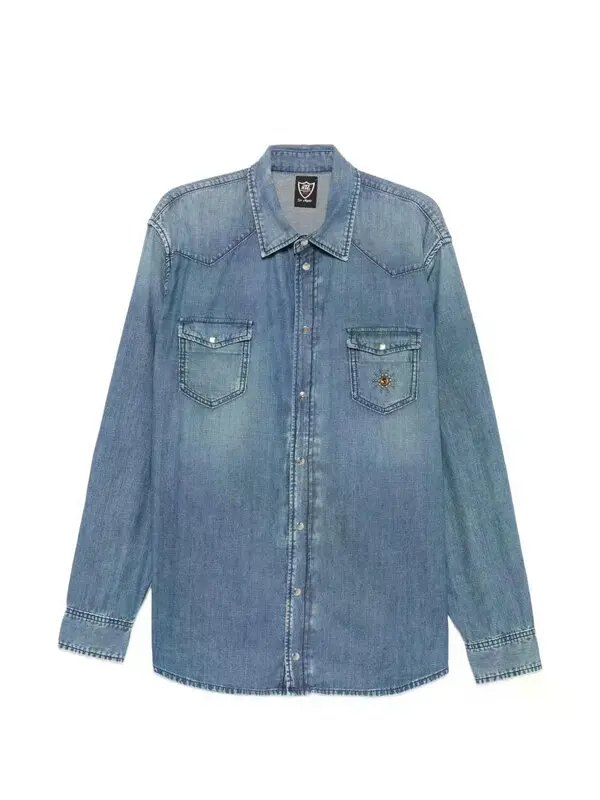 HTC LOS ANGELES Embellished Western-yoke Shirt - Blue