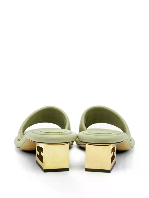Fendi Baguette Leather Slip-on Sandals