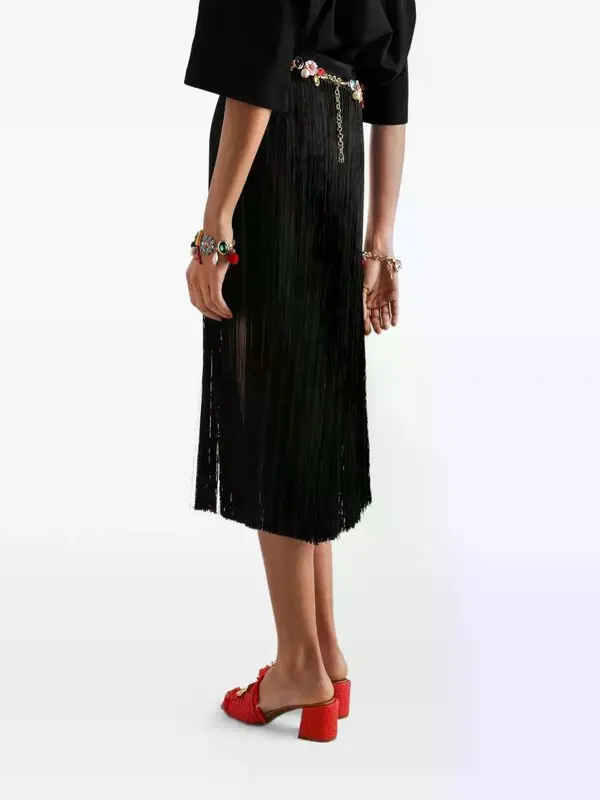 Dolce & Gabbana Long Fringed Satin Skirt