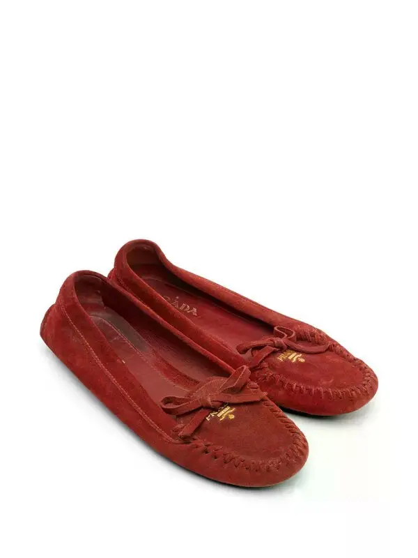 Prada Suede Loafers With Bow Detail
