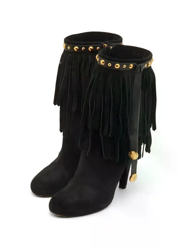 Gucci Studded Fringe Boots - Black