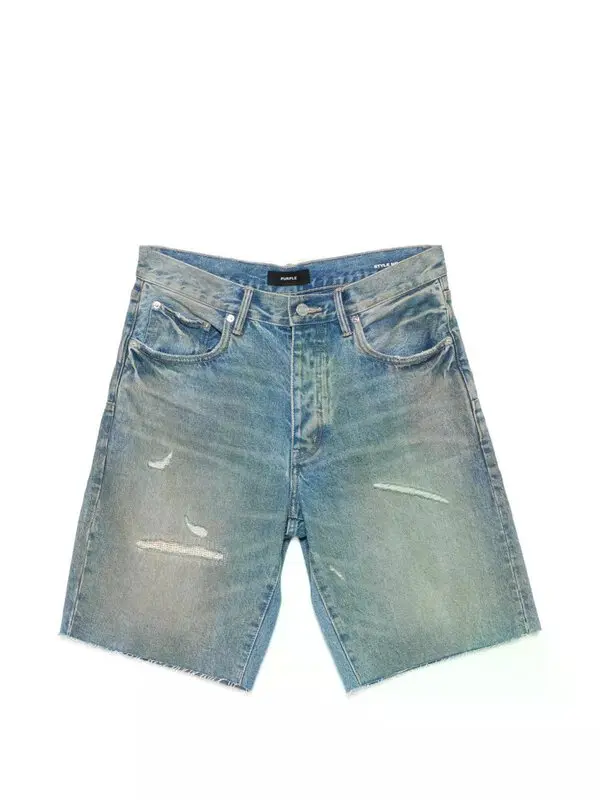 PURPLE BRAND Distressed Raw-cut Denim Shorts