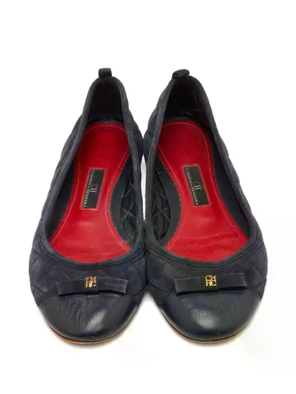 Carolina Herrera Quilted Ballet Flats With Bow Detail