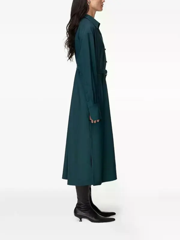 Another Tomorrow Midi Belted Merino Wool Shirt Dress
