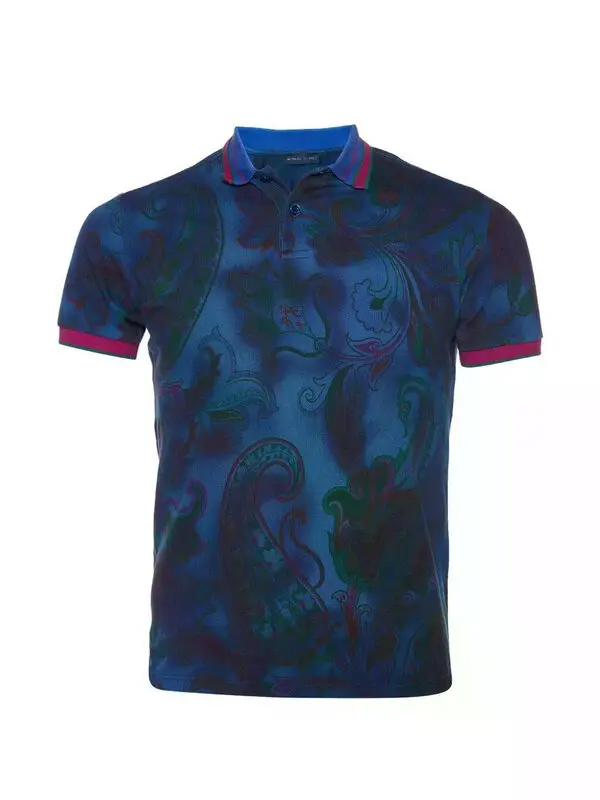 Etro Paisley-print Pique Polo T-shirt - Blue