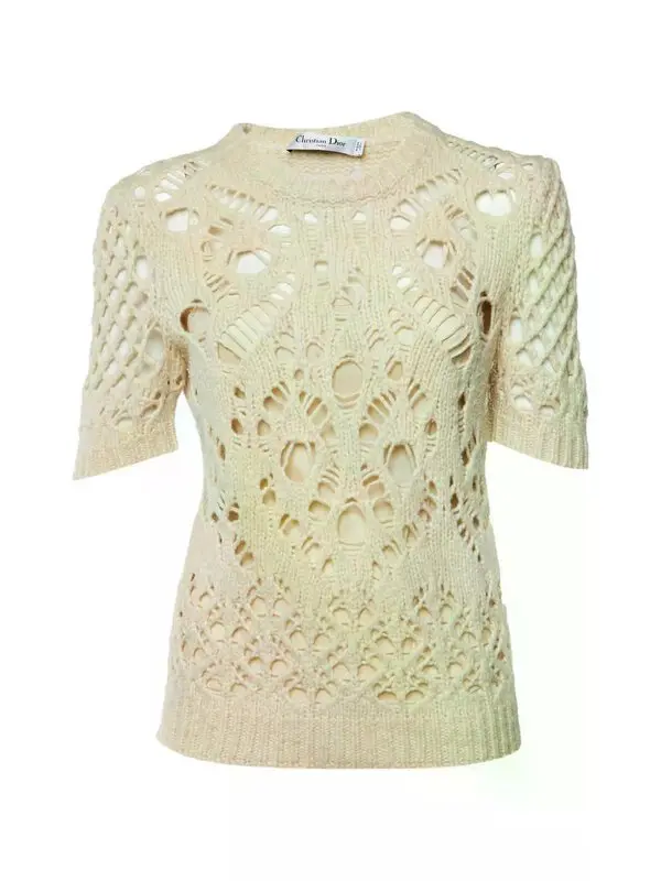 Dior Open-knit Crew-neck Sweater - Neutrals