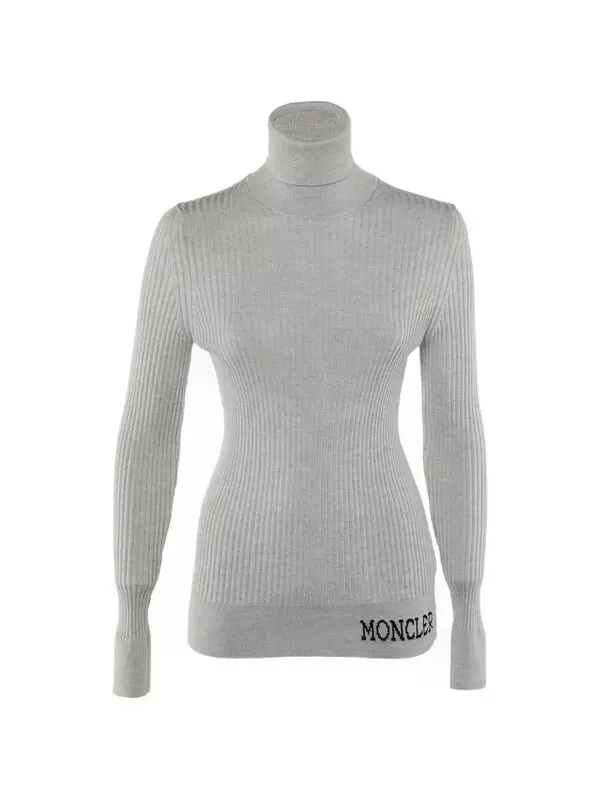 Moncler Ciclista Rib-knit Roll Neck Sweater - Grey