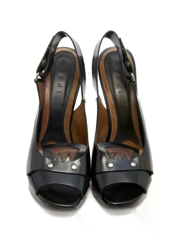 Marni Peep-toe Slingback Sandals With Silver-tone Studs