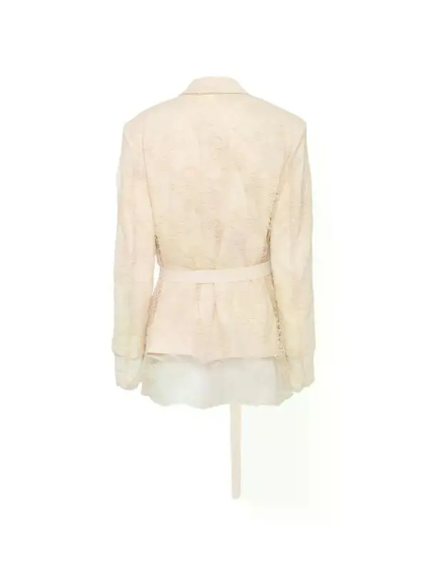 RAME Lace-overlay Belted Jacket - Neutrals