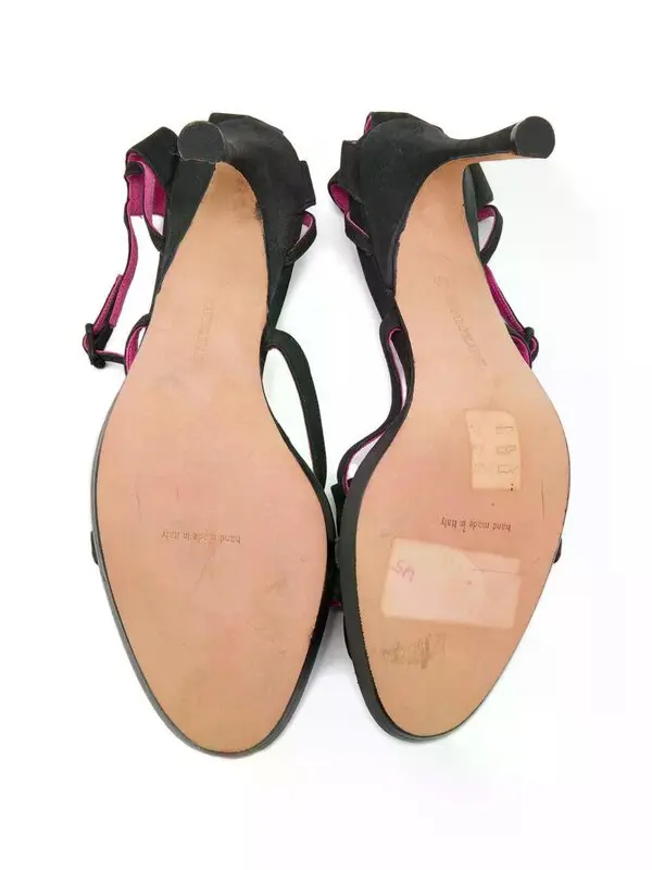 Manolo Blahnik Nubuck Leather Ankle Strap Sandals