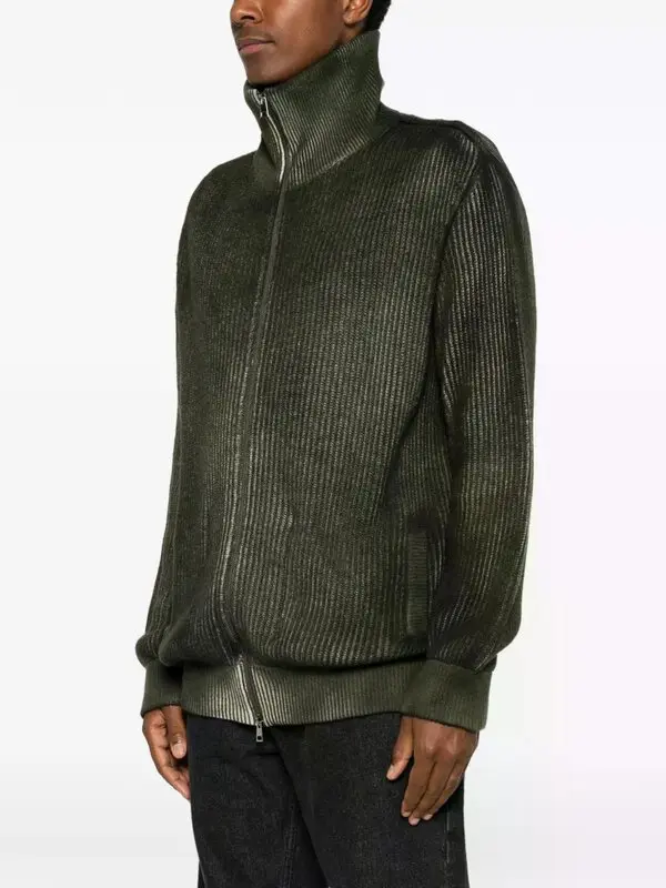 Avant Toi Ribbed Knit Zip-up Sweater