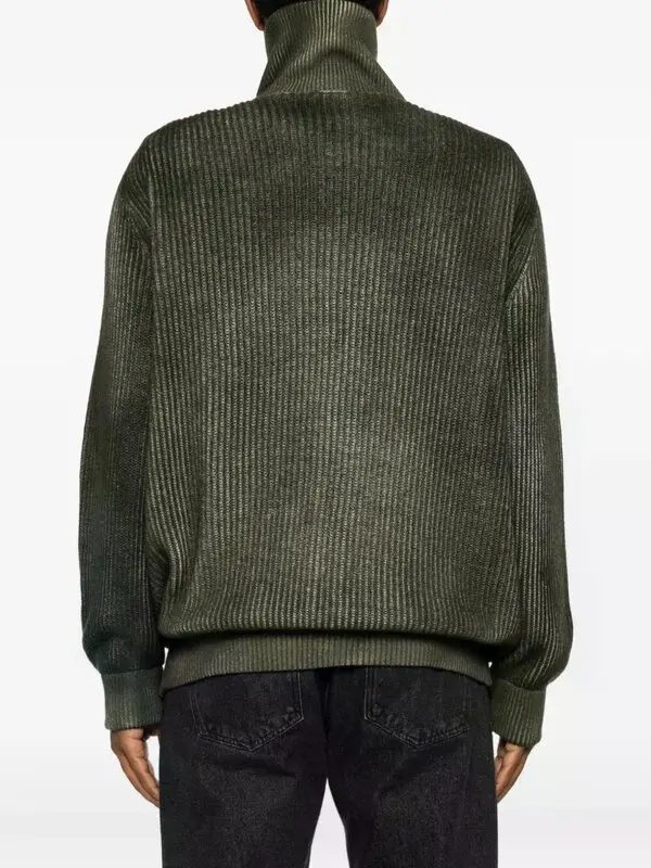Avant Toi Ribbed Knit Zip-up Sweater