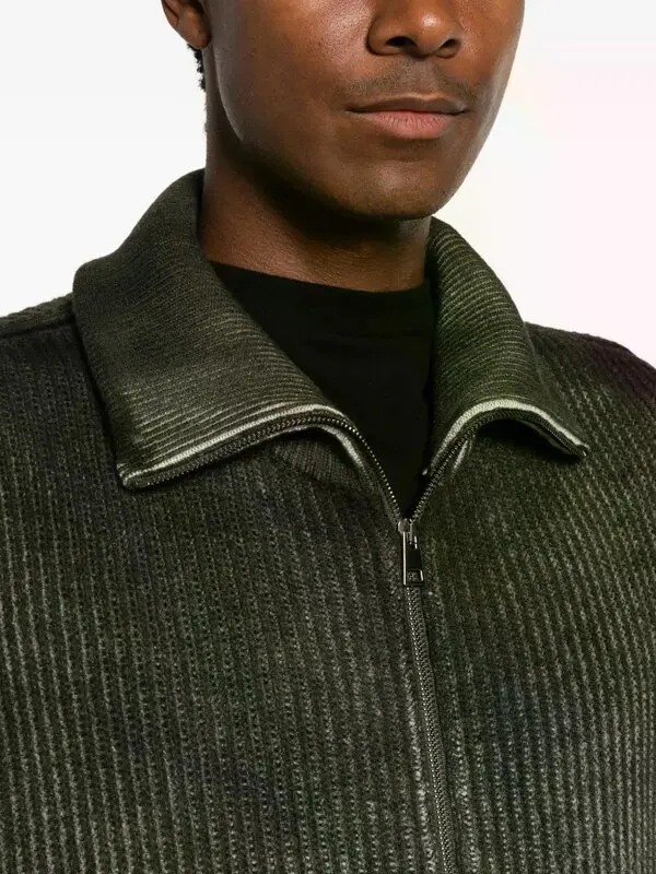 Avant Toi Ribbed Knit Zip-up Sweater