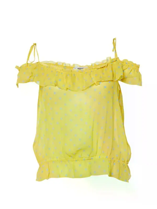 Moschino Silk Polka-dot Ruffle Top