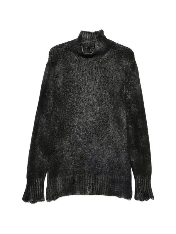 Avant Toi Distressed Roll-neck Sweater - Grey