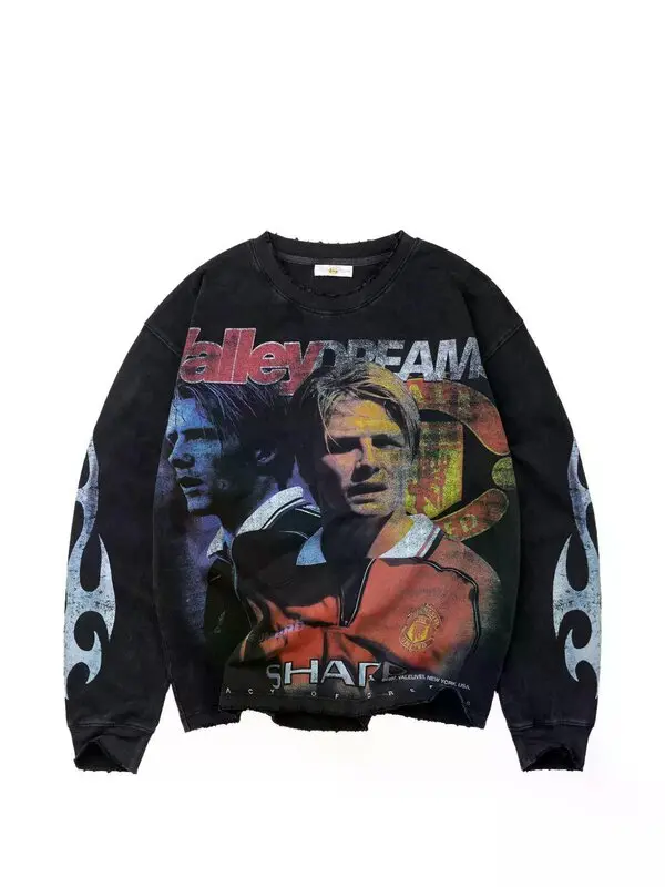 VALE FOREVER Graphic Print Distressed Sweatshirt