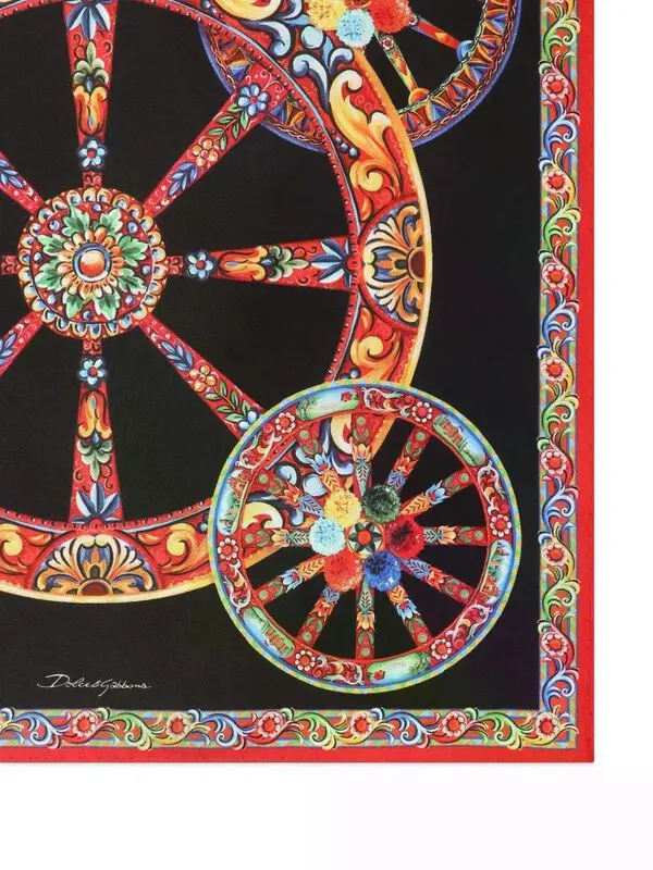 Dolce & Gabbana 50x50 Carretto-print Silk Twill Scarf - Black