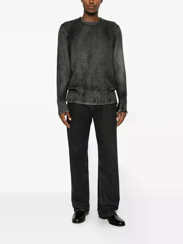 Avant Toi Distressed Spray-effect Sweater - Grey