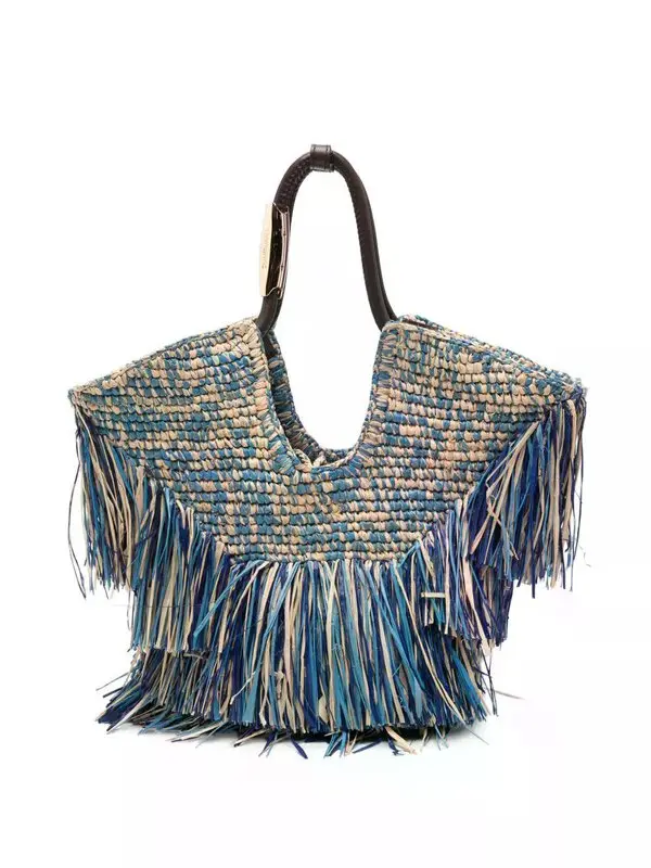 Zimmermann Woven Tote Bag With Fringe Trim - Blue