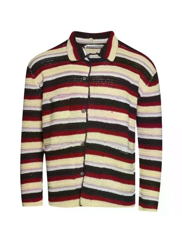 BAZISZT Sweden Striped Crochet Shirt - Neutrals