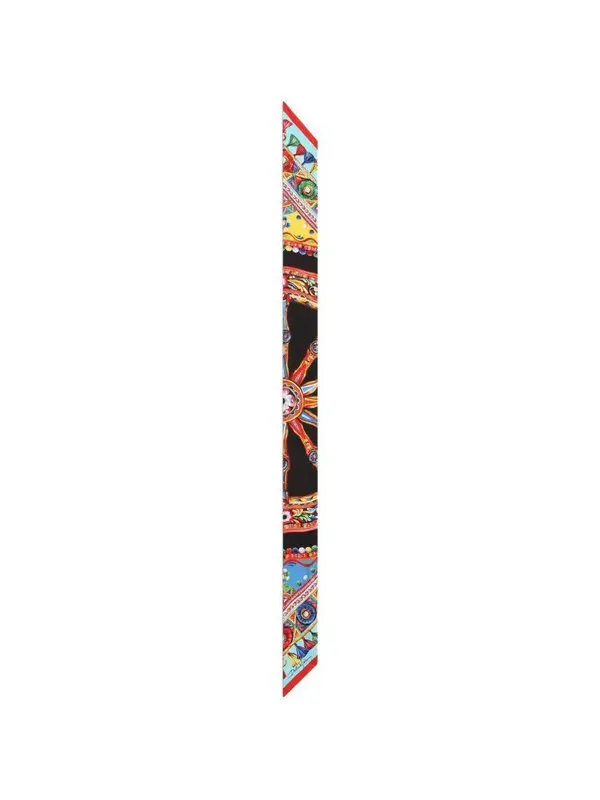 Dolce & Gabbana 6x100 Carretto-print Silk Twill Bandeau - Black
