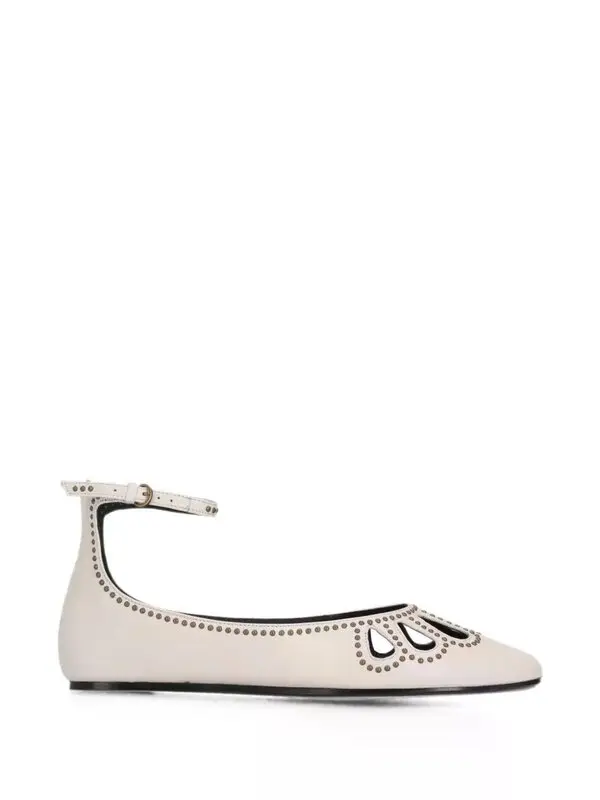 Isabel Marant Étoile Stud-embellished Cutout Ballet Flats - Neutrals