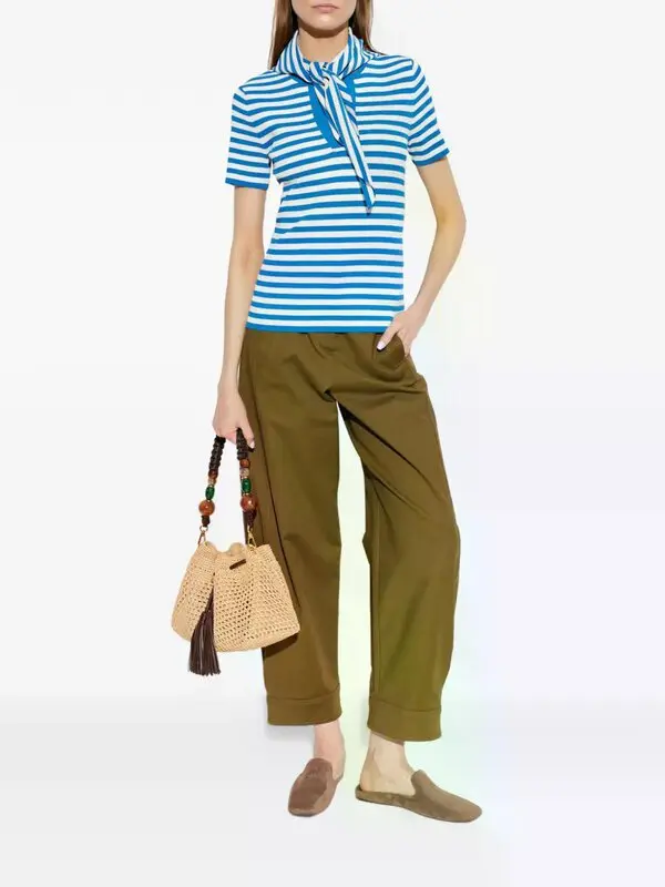 Max Mara Striped Tie-neck T-shirt