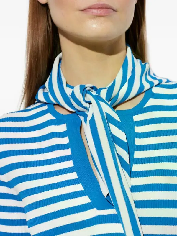 Max Mara Striped Tie-neck T-shirt