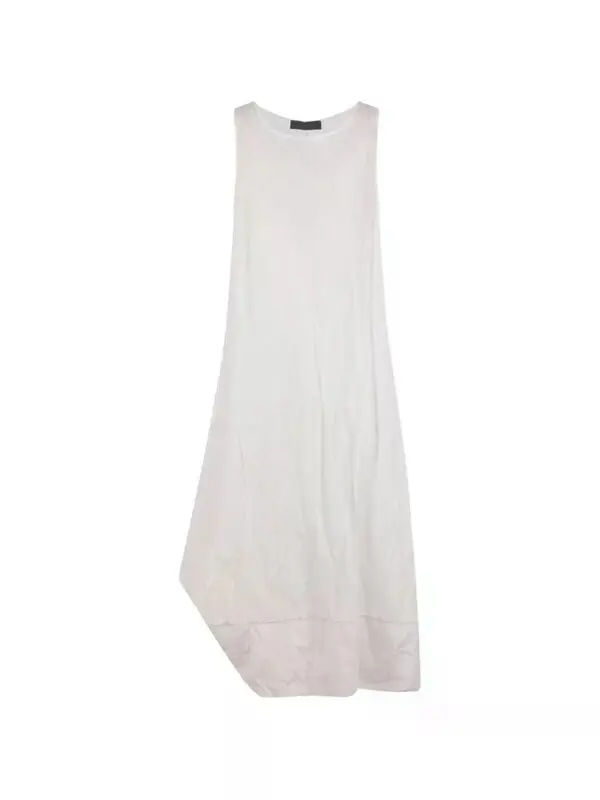 MARIA CALDERARA Crinkled Asymmetric Hem Dress - White