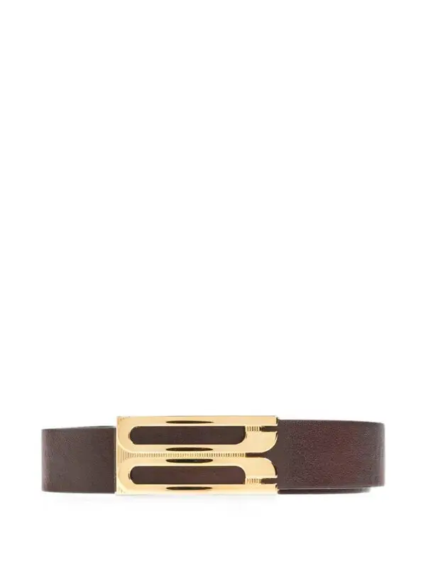 Victoria Beckham Dorian Monogram-buckle Leather Belt - Brown