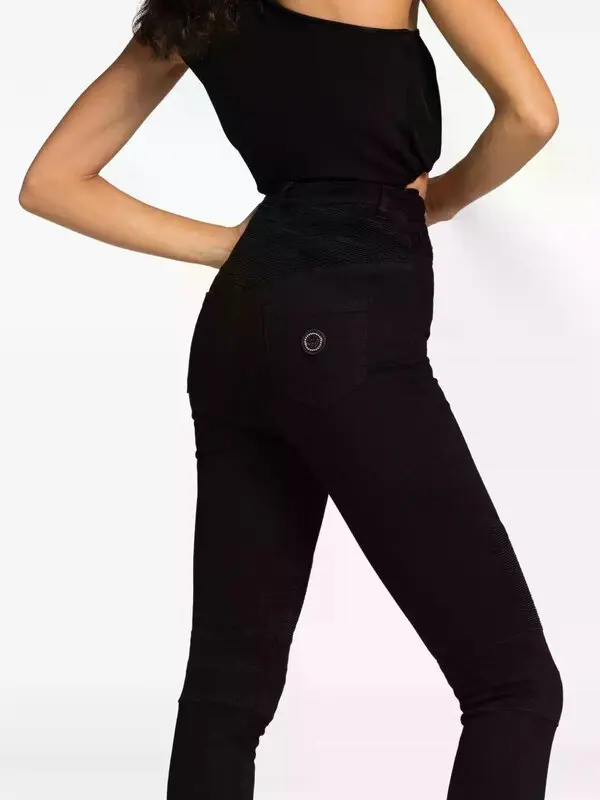 Roberto Cavalli Biker-style Ribbed-panel Jeans