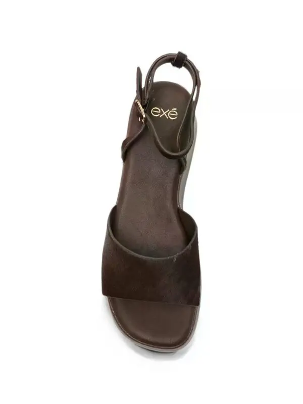 EXÈ Pony-hair Wedge Sandals