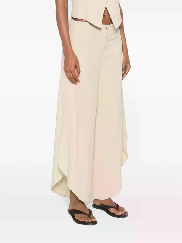 VICOLO Beige Wide Leg Curved Hem Trousers