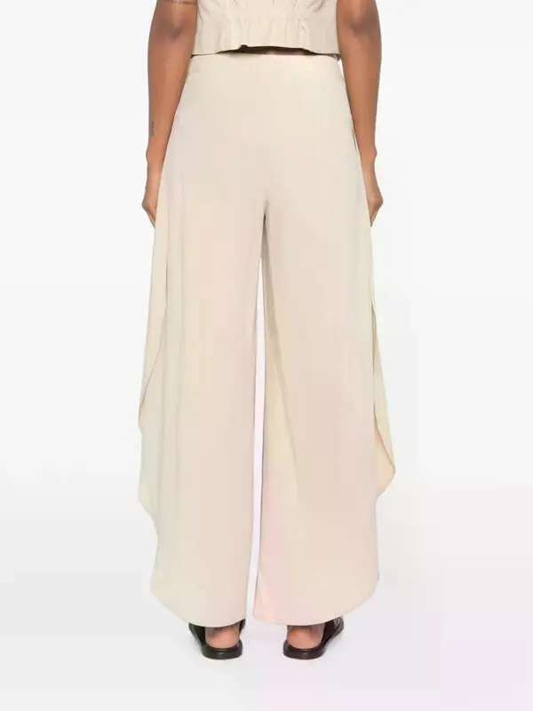 VICOLO Beige Wide Leg Curved Hem Trousers