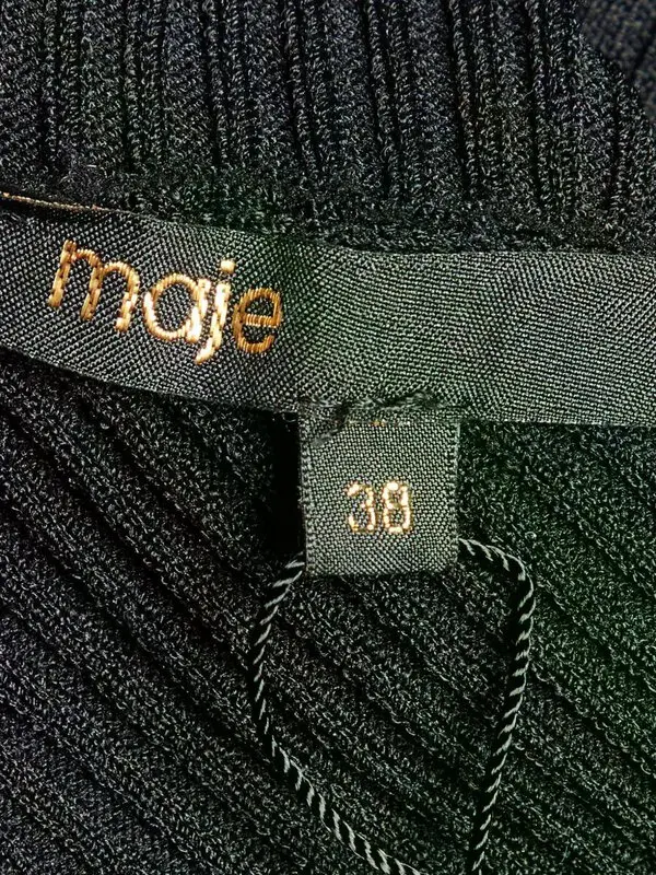 Maje Rib Knit Cut-out Beaded Dress