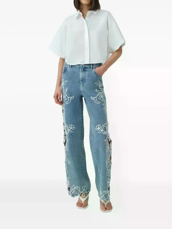 Simkhai Porter Embroidered Jeans - Blue