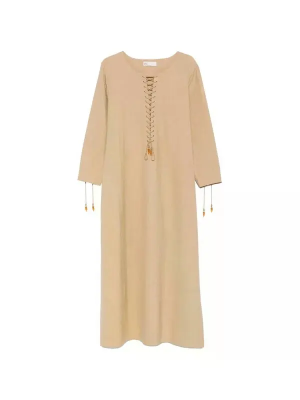 Tory Burch Lace-up Maxi Dress - Neutrals