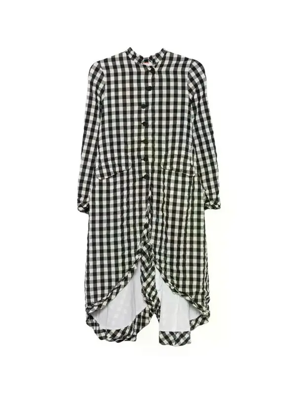 RICORRROBE Gingham Check Asymmetric Coat - Black