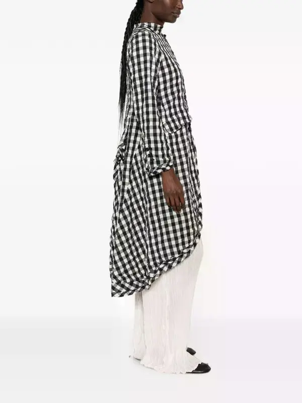 RICORRROBE Gingham Check Asymmetric Coat