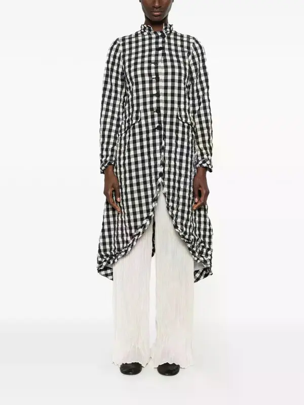 RICORRROBE Gingham Check Asymmetric Coat