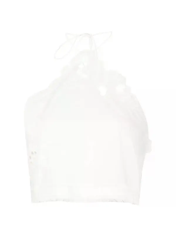 SIR. Klara Floral-embroidered Halterneck Top