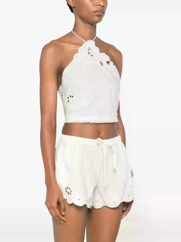 SIR. Klara Floral-embroidered Halterneck Top