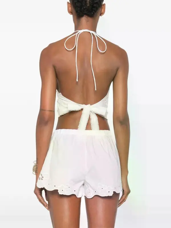 SIR. Klara Floral-embroidered Halterneck Top