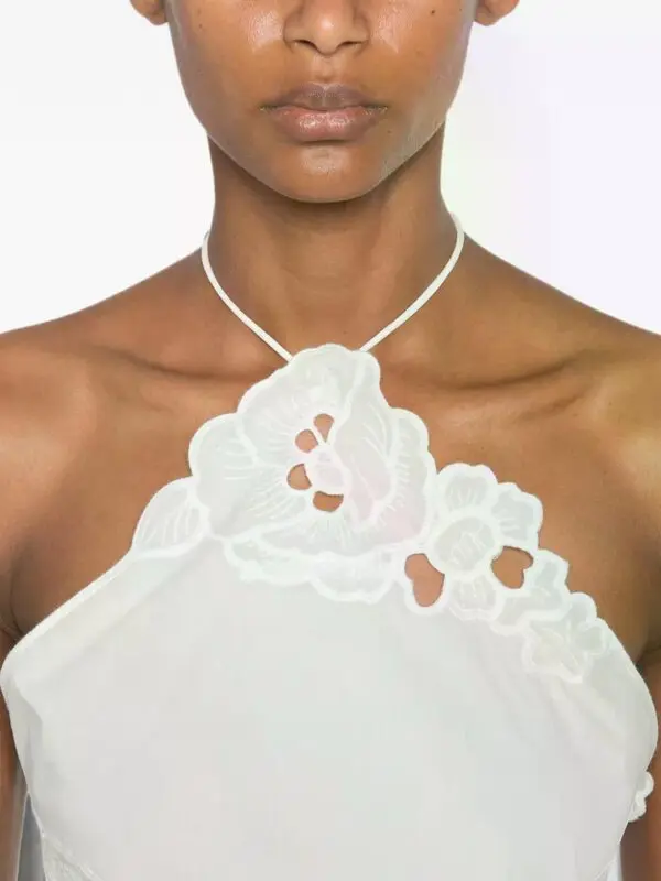 SIR. Klara Floral-embroidered Halterneck Top